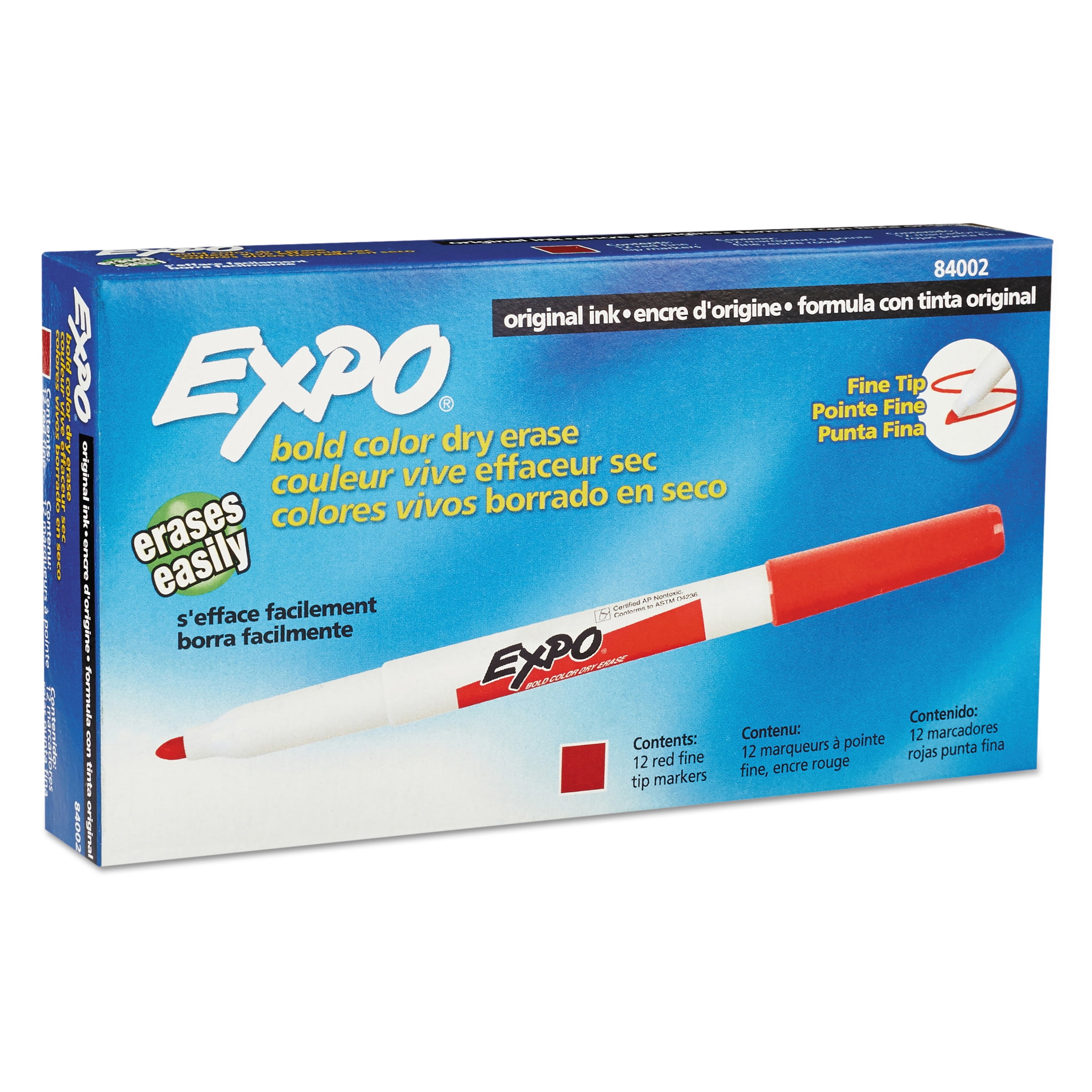 84002 Expo Dry Erase Marker - Fine Marker Point Type - Red Ink - 12 ...