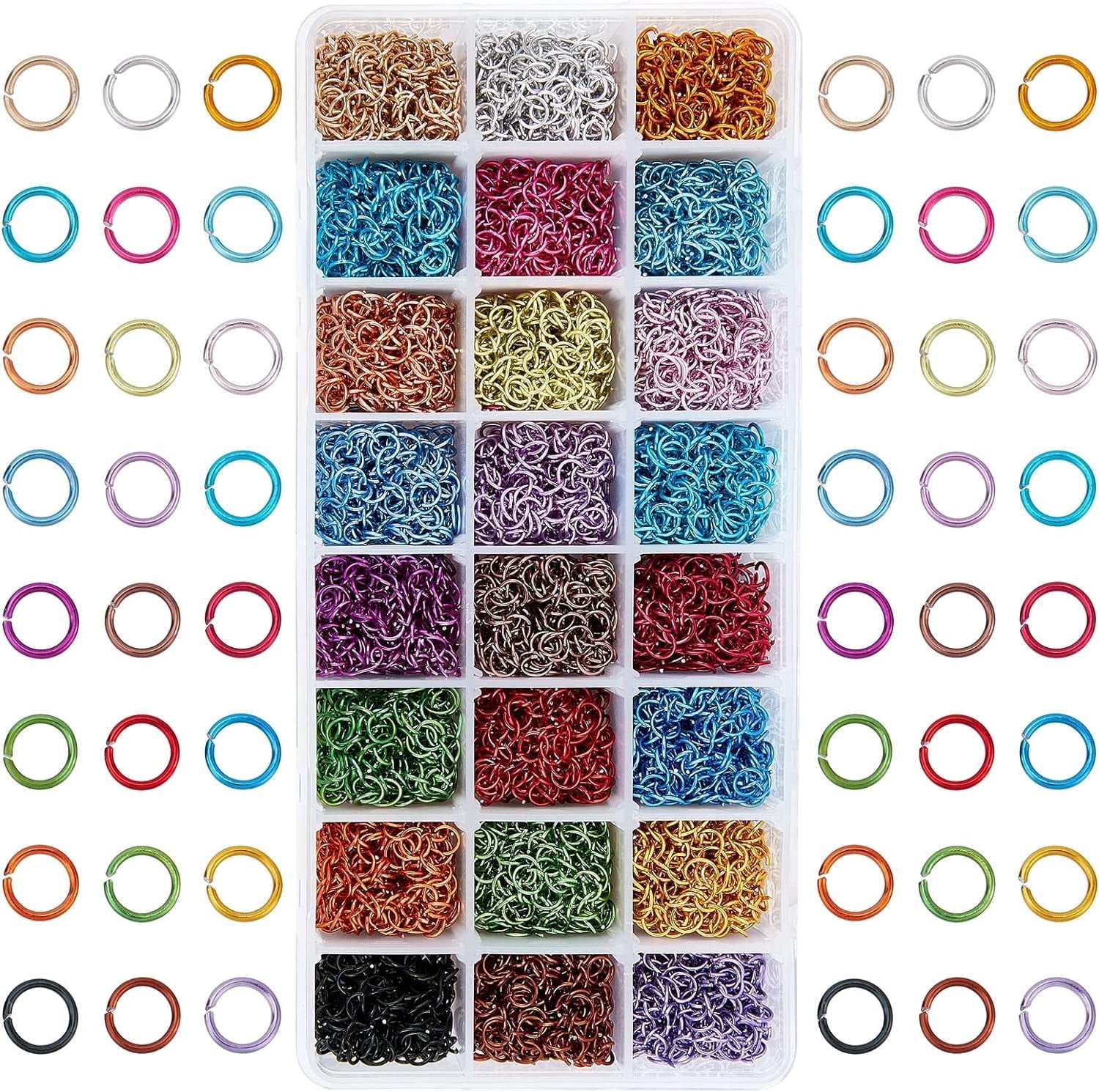 8400pcs Aluminum Open Jump Rings 6mm Chainmail Rings Open Jump Rings 24 ...