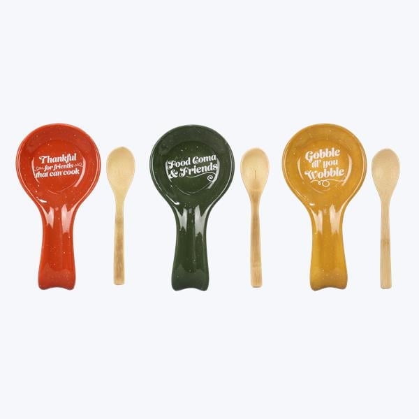 84013 - Young's Inc Ceramic Traditional Fall Spoon Rest & Tea Towel Set ...