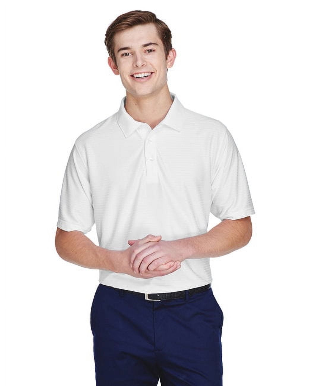 8413 UltraClub Men's Cool & Dry Elite Tonal Stripe Polo White 6XL ...