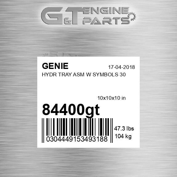 84400GT HYDR TRAY ASM W SYMBOLS 30 fits Genie (New OEM) - Walmart.com