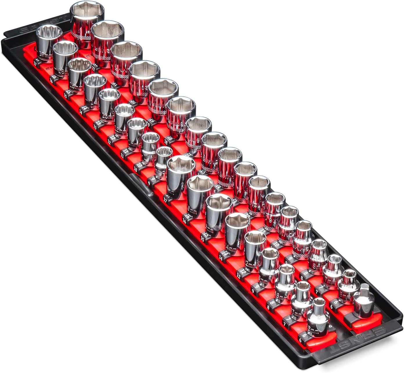 - 8453 Socket Boss 2-Rail 3/8-Inch-Drive Socket Organizer, 19-Inch, Red ...