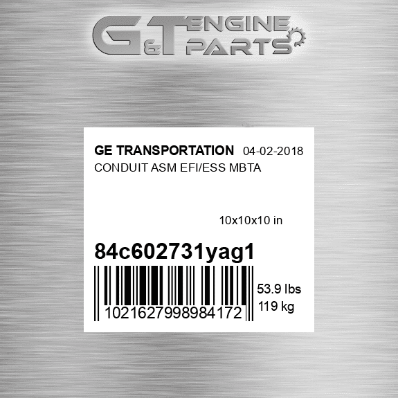 84C602731YAG1 CONDUIT ASM EFI/ESS MBTA fits GE Transportation (New OEM ...