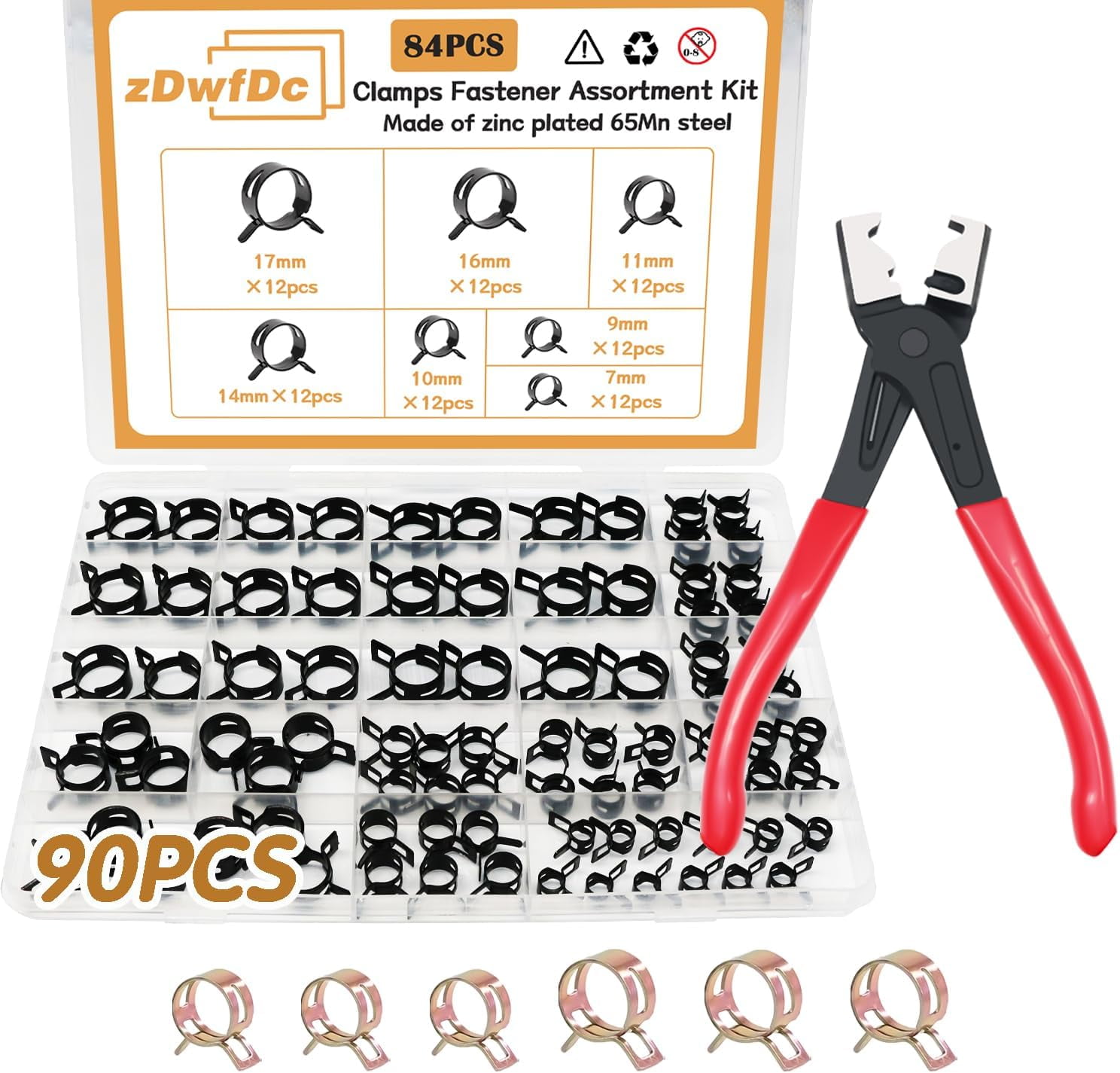 84PCS 7-17mm Fuel Line Hose Spring Clamp Fasteners Automotive ...