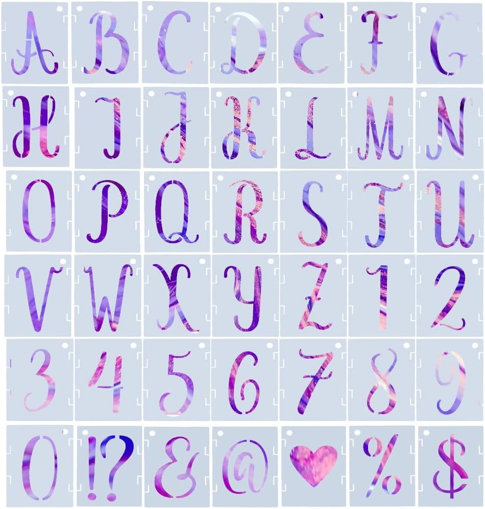 84PCS Letter Stencils 2 Inch Reusable Plastic Alphabet Numbers Symbols ...