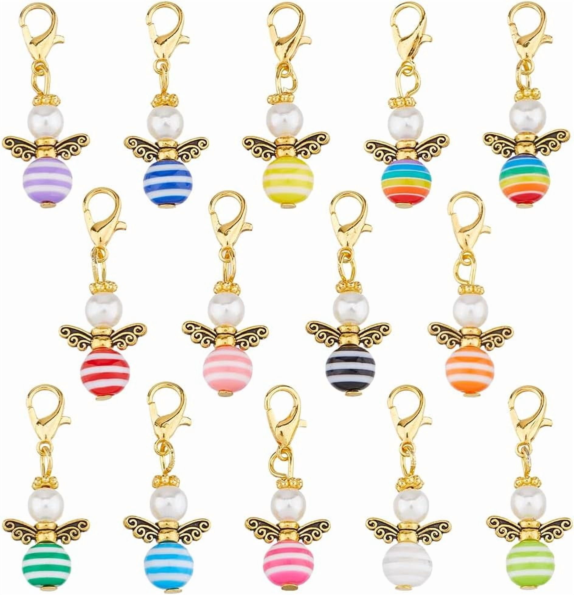 84Pcs 14 Colors Angel Charms Clip On Charms Colorful Pearl Bead ...