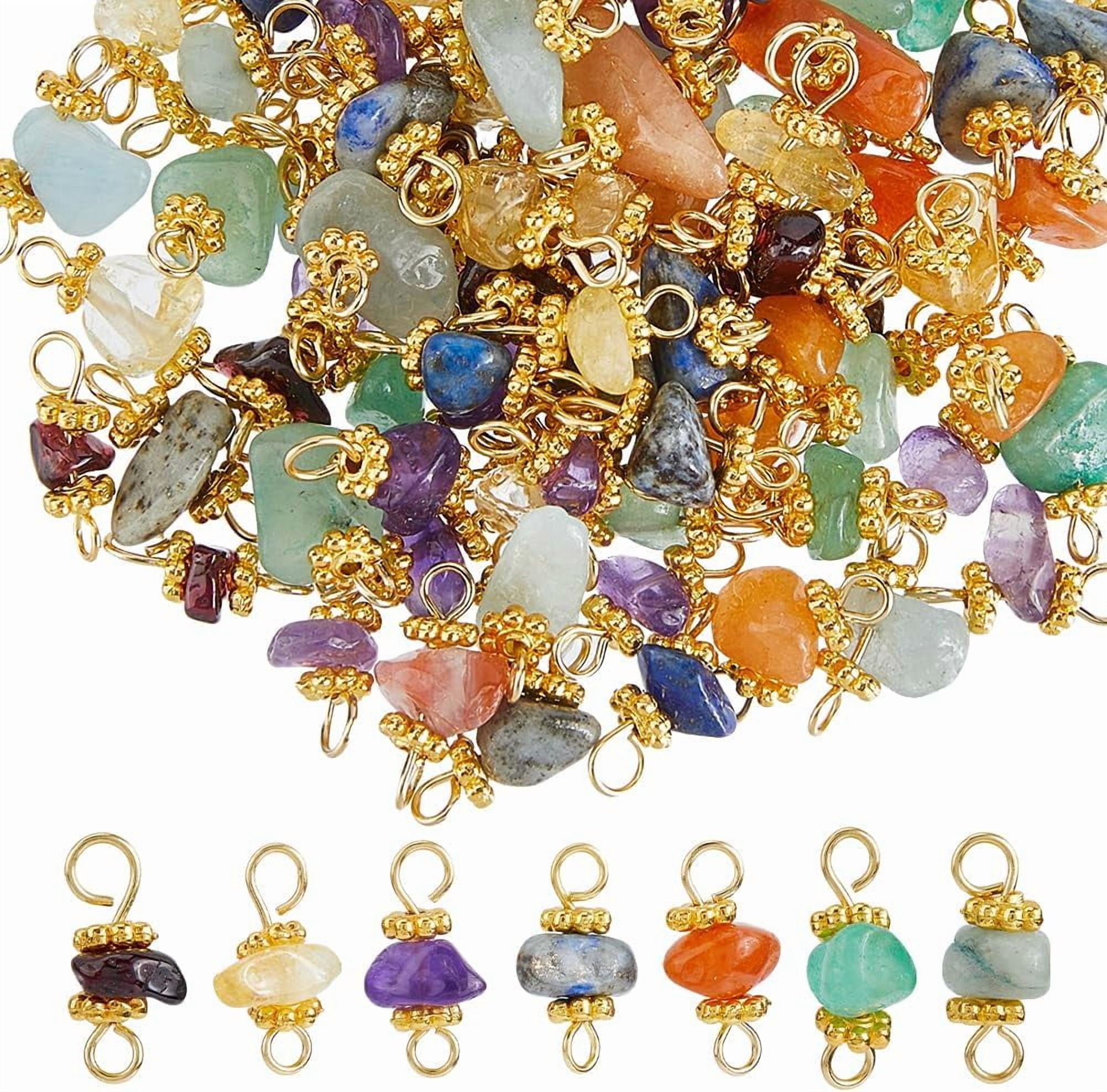 84Pcs 7 Colors Gemstone Chip Charms Natural Stone Link Charms Quartz ...