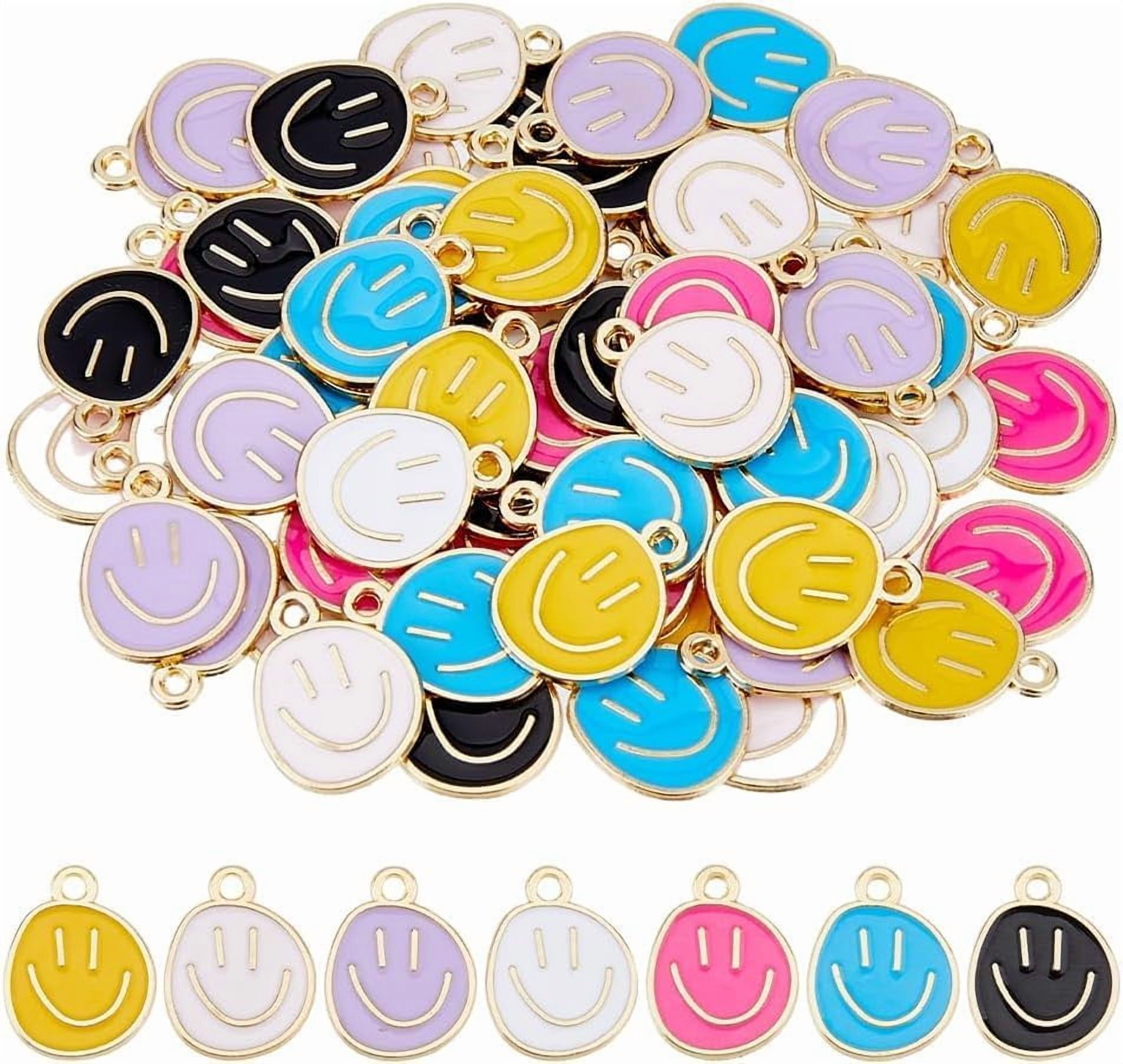 84Pcs Face Charms 7 Colors Happy Face Pendant 17x13x1mm Alloy Enamel ...