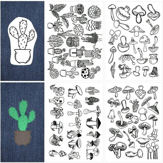 84Pcs Leaves Mushroom Water Soluble Embroidery Stabilizers Patterns 4 ...