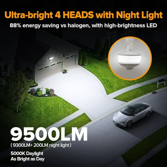 84W 9500LM LED Security Light Motion Sensor Outdoor Lights with Night ...