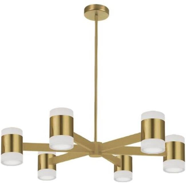 84W Chandelier Ceiling Light, Aged Brass & Frosted Acrylic Diffuser ...