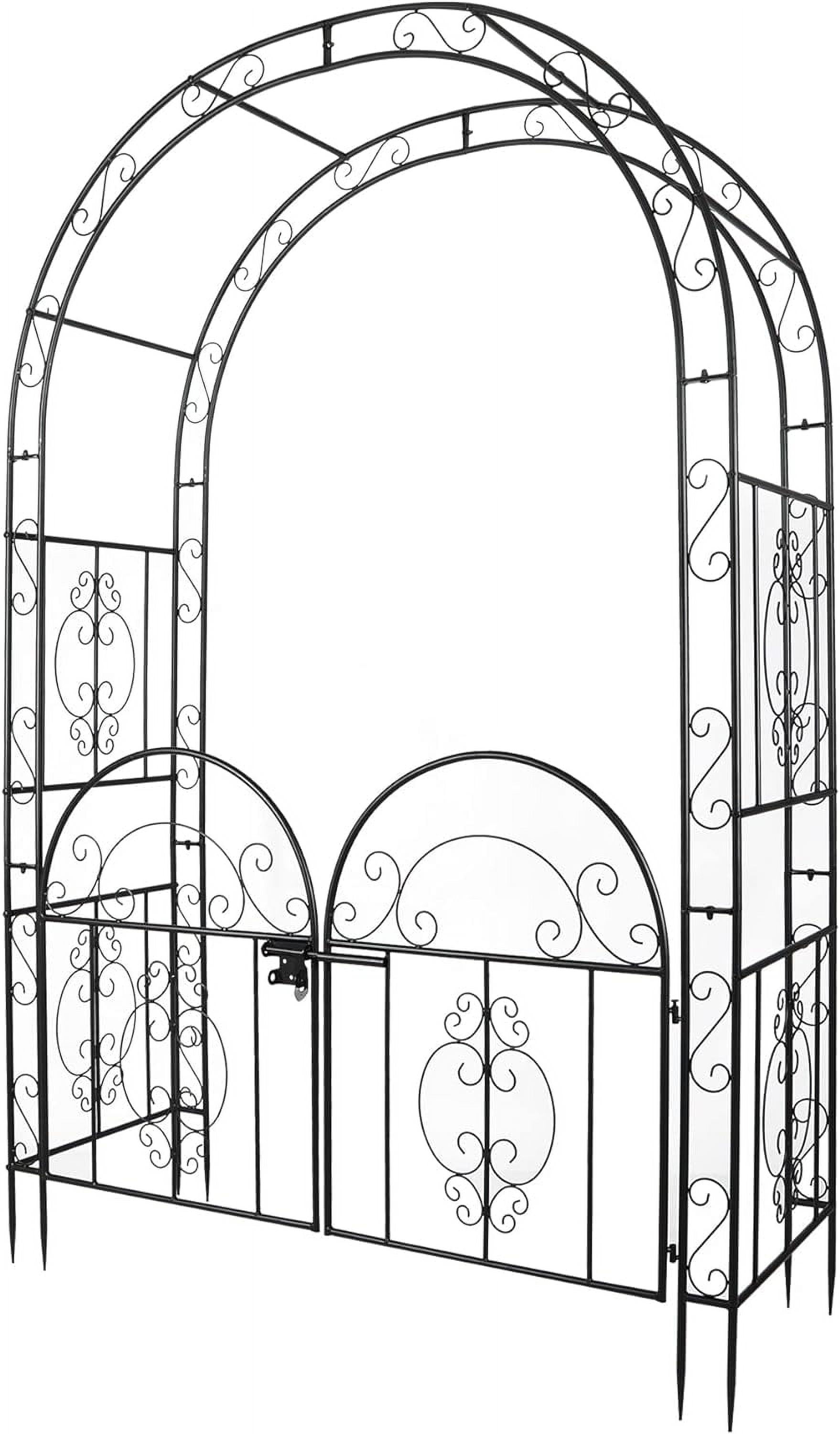 84in High Metal Garden Arbor with Gate, Heavy Duty Wide Garden Arch ...