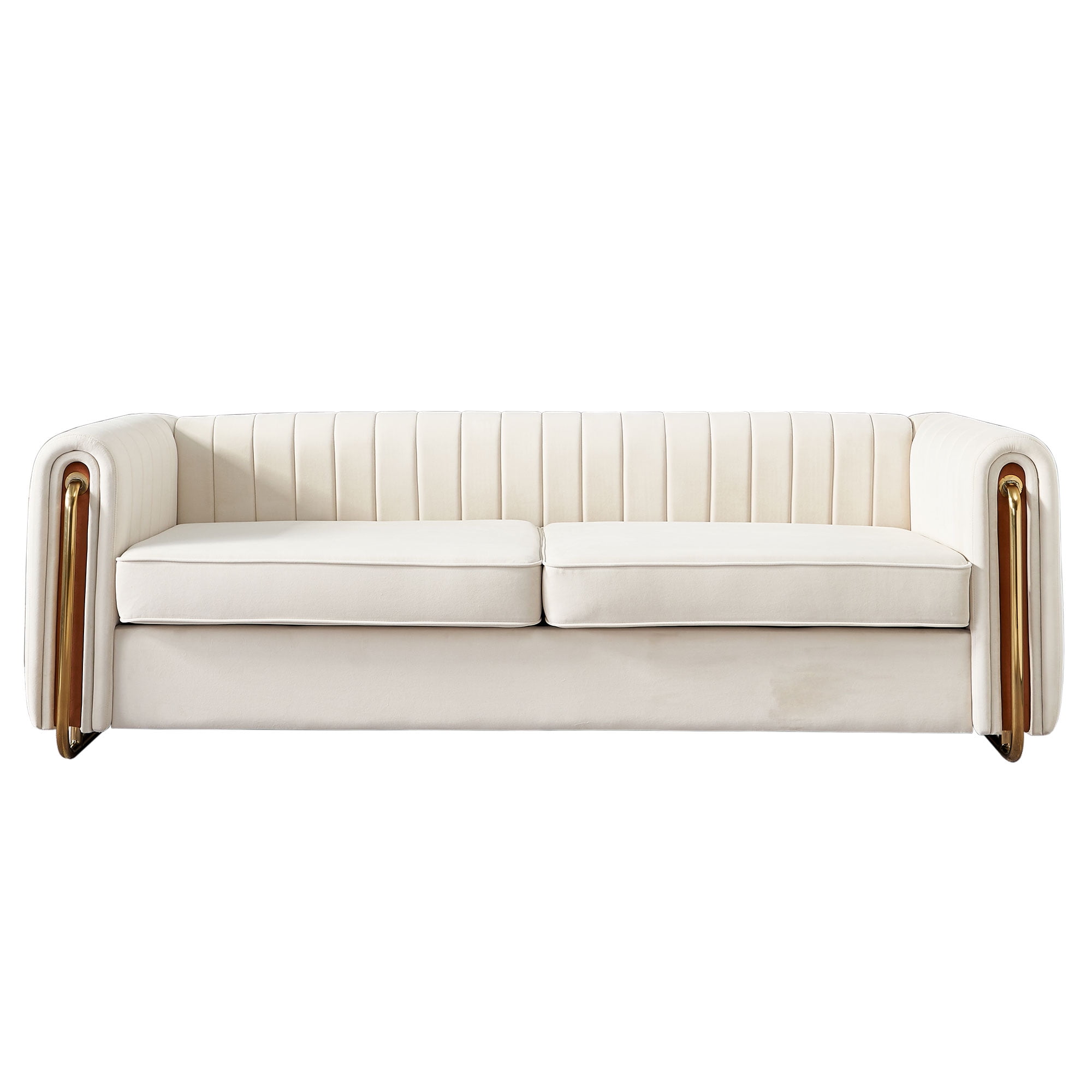 84inch Modern Velvet 3 Seater Sofa with Golden Metal Legs, Removable ...