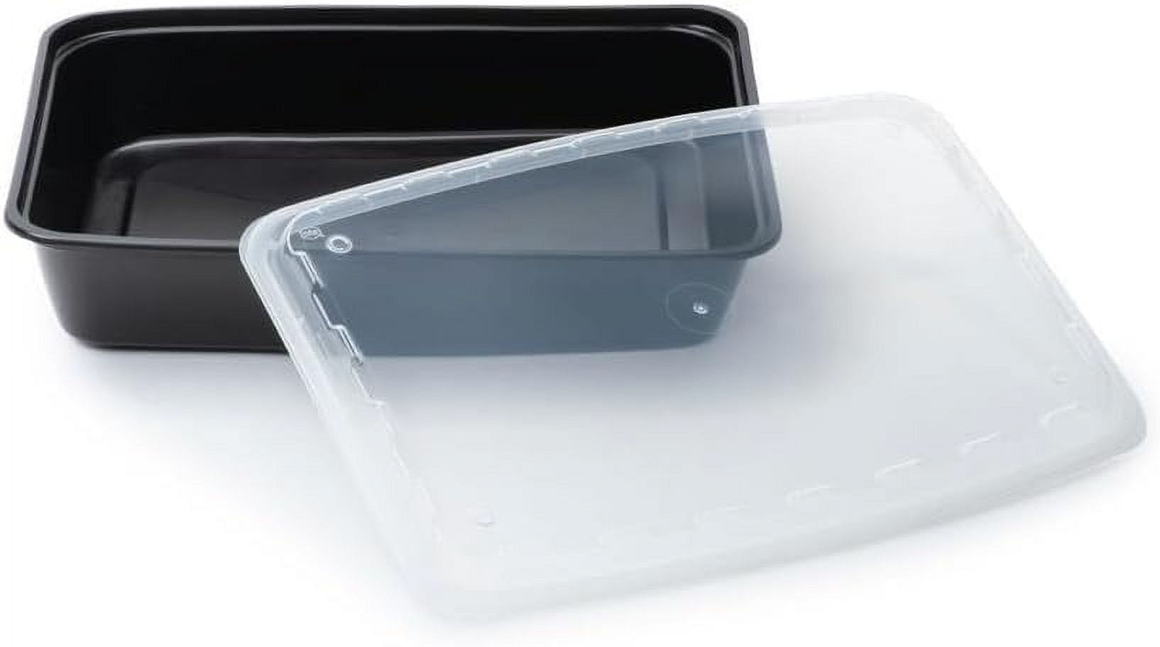 84oz Rectangular Microwavable Black Plastic Meal Prep Containers with Clear Lids - Food Storage ...