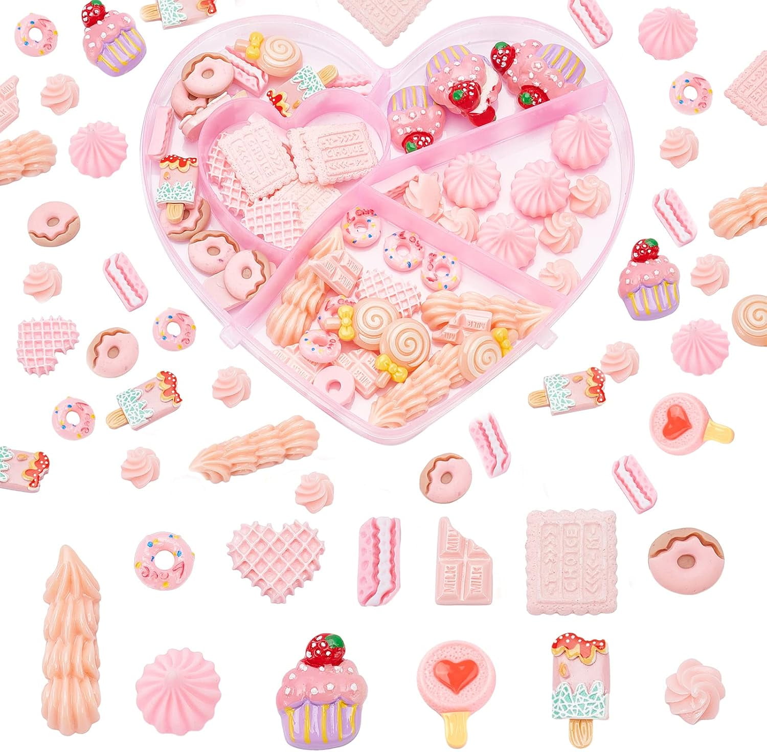 84pcs Pink Slime Charms 12 Styles Sweet Resin Cabochons Flatback Charms ...