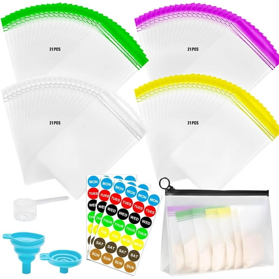 84pcs Protein Powder Travel Container, Single Dose Bags and a Large ...