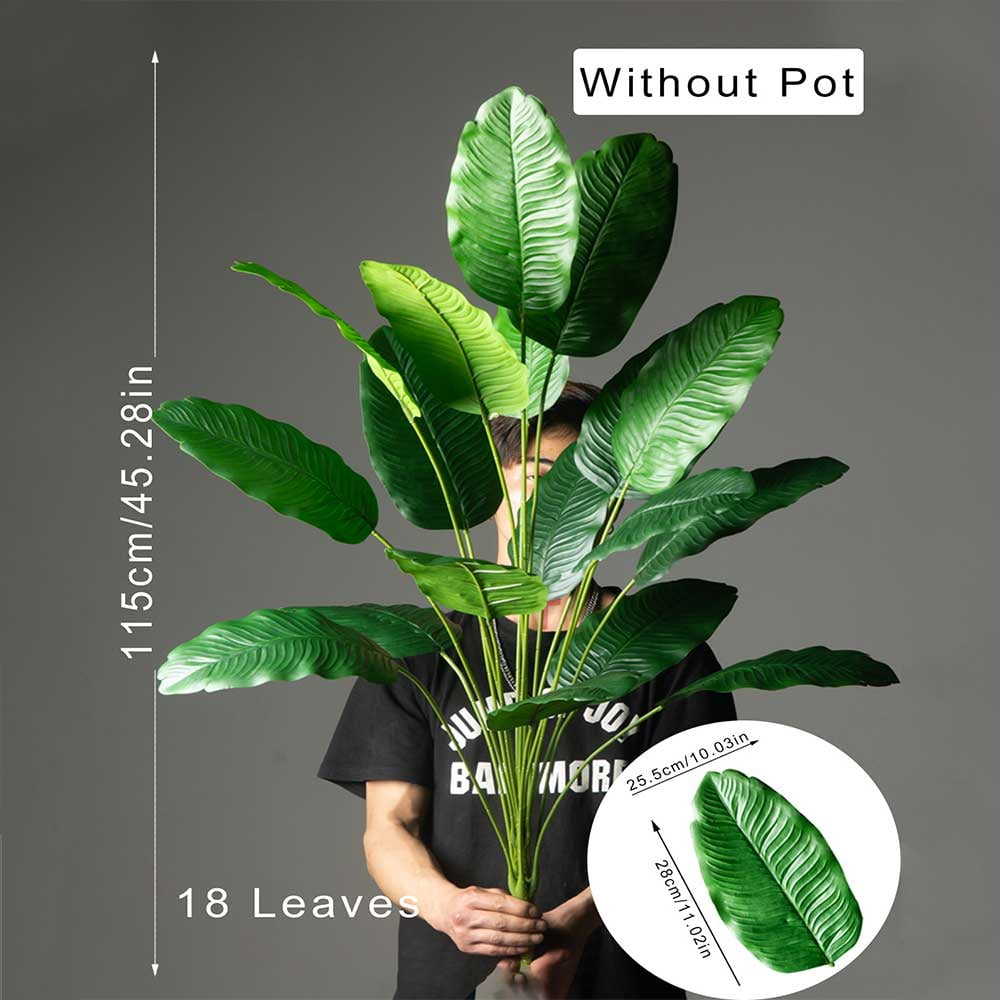 85-115cm Large Artificial Plants Bird of Paradise Tree Tropical Fake Banana Leaves Plastic Palm ...