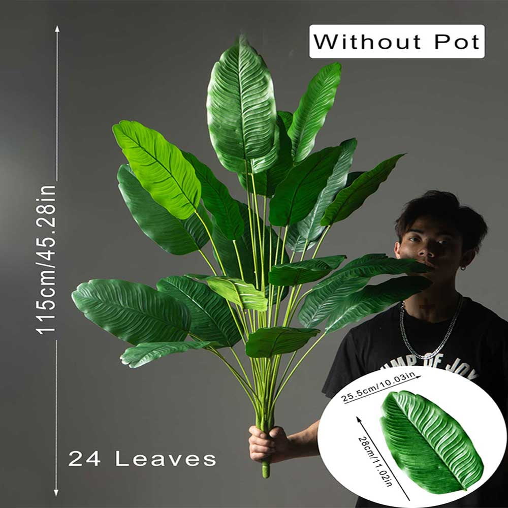 85-115cm Large Artificial Plants Bird of Paradise Tree Tropical Fake Banana Leaves Plastic Palm ...