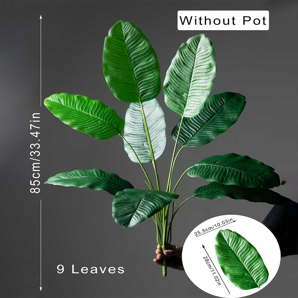85-115cm Large Artificial Plants Bird of Paradise Tree Tropical Fake Banana Leaves Plastic Palm ...