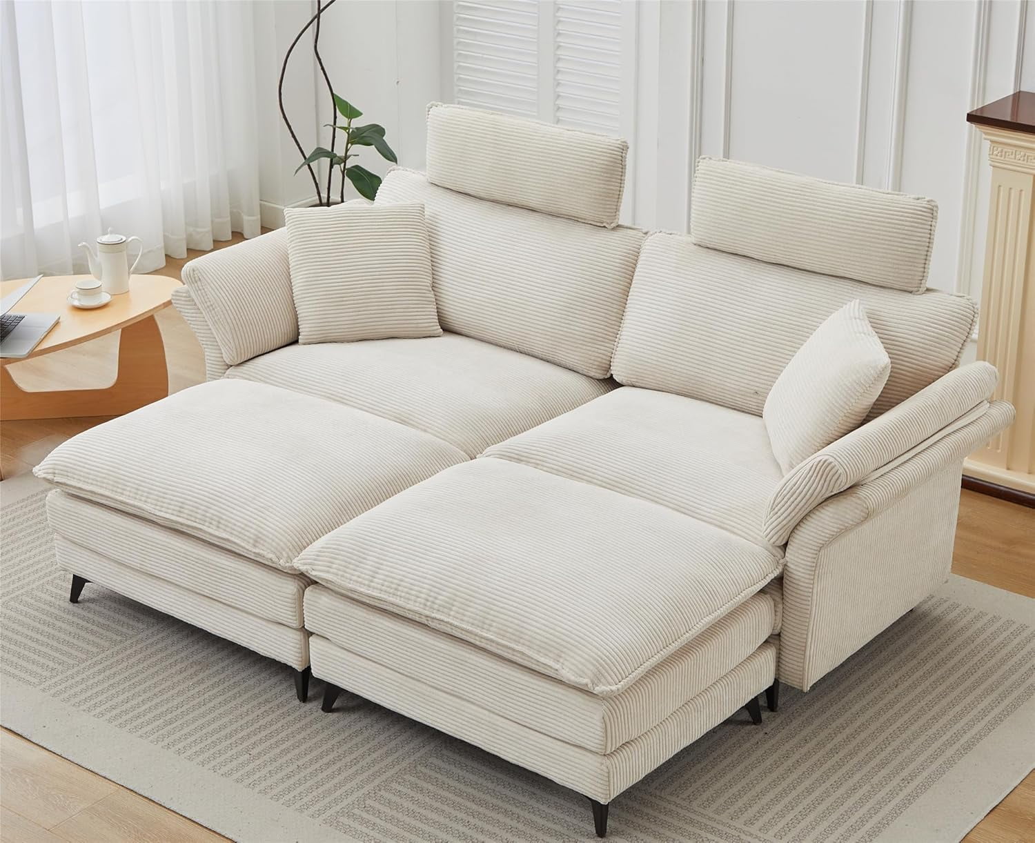 85.8'' Oversized Double Chaise Lounges Indoor, Comfy Upholstered ...