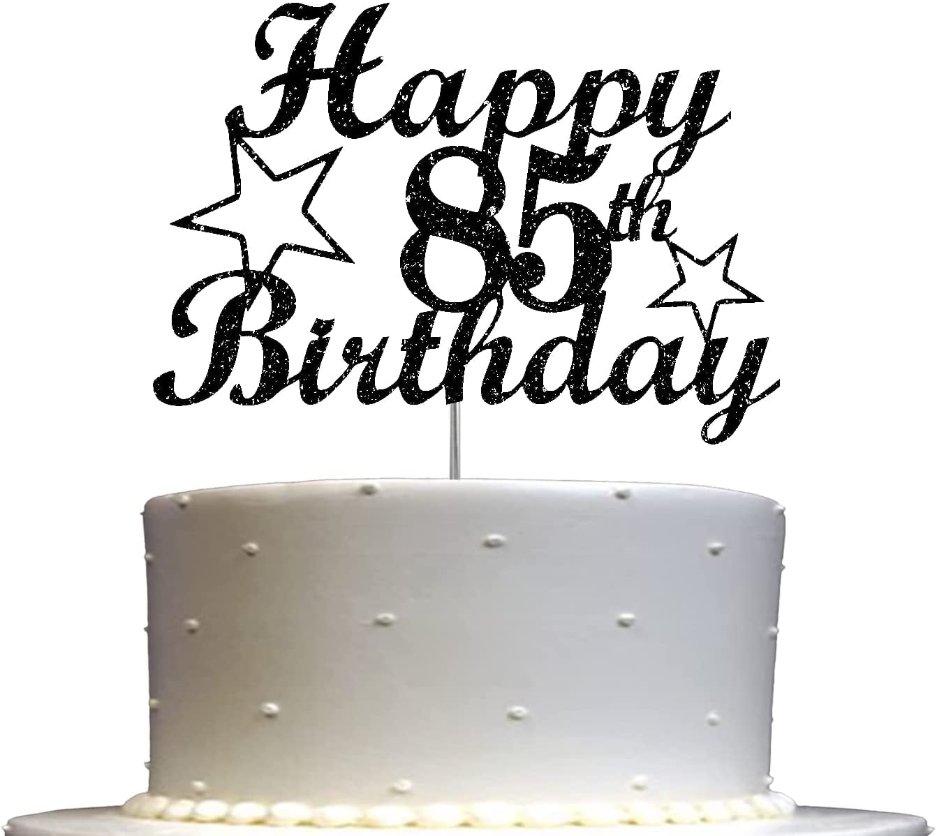 85 Birthday Black Glitter Cake Topper, 85th Party Decoration Ideas ...