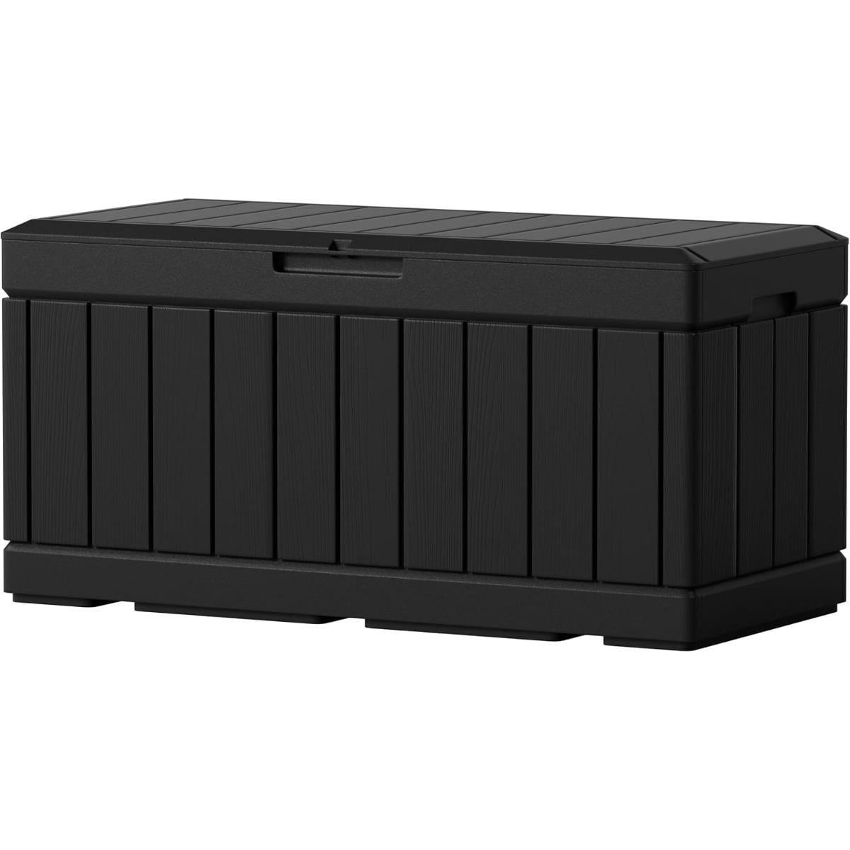 85 Gallon Large Resin Deck Box Waterproof Outdoor Storage with Padlock ...
