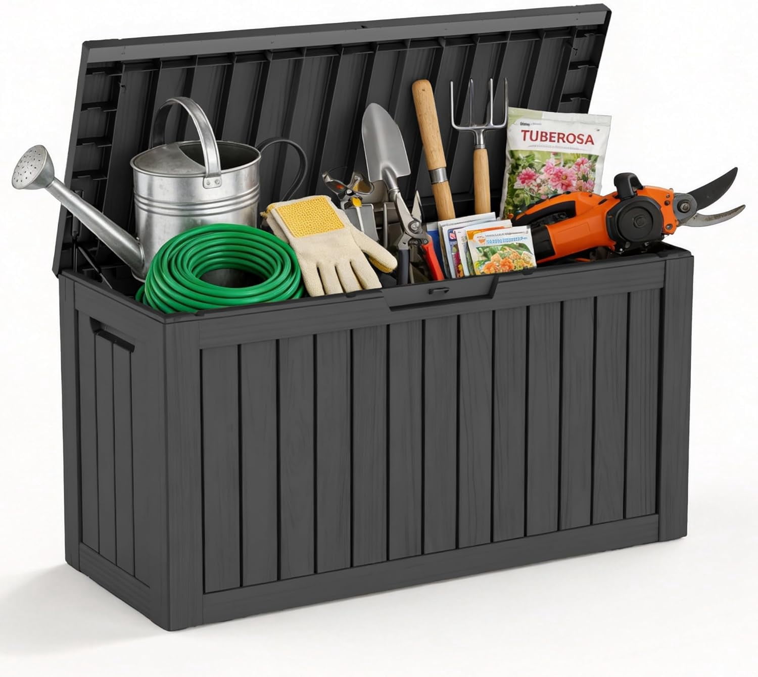 85 Gallon Outdoor Deck Box, Weather-Resistant Resin Patio Storage Box ...