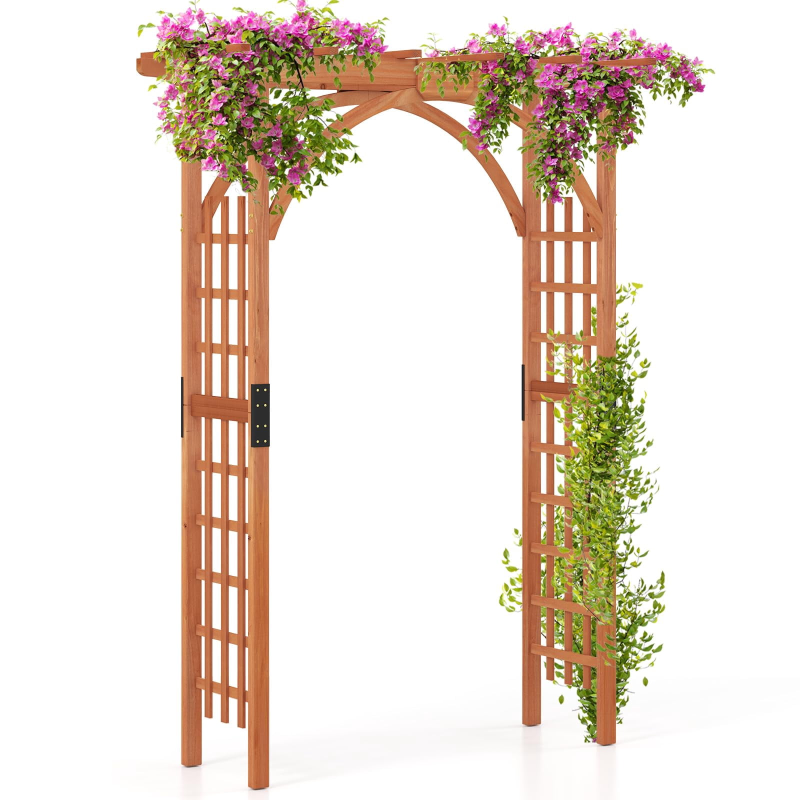 85 Inch Fir Wood Garden Arch for Wedding Ceremony, Rustic Arbor Trellis ...