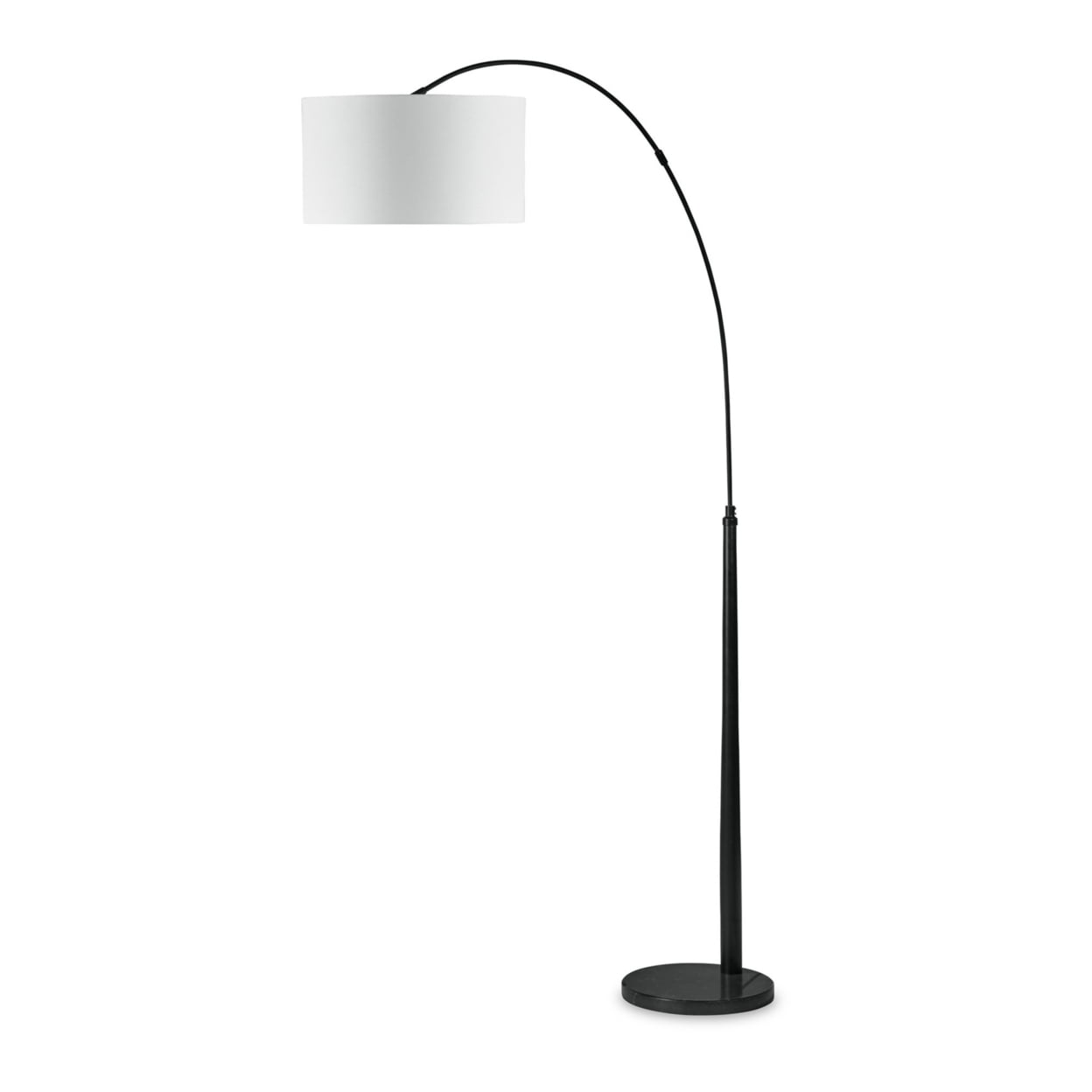 85 Inch Modern Arch Lamp Round White Fabric Shade Black Metal Frame ...