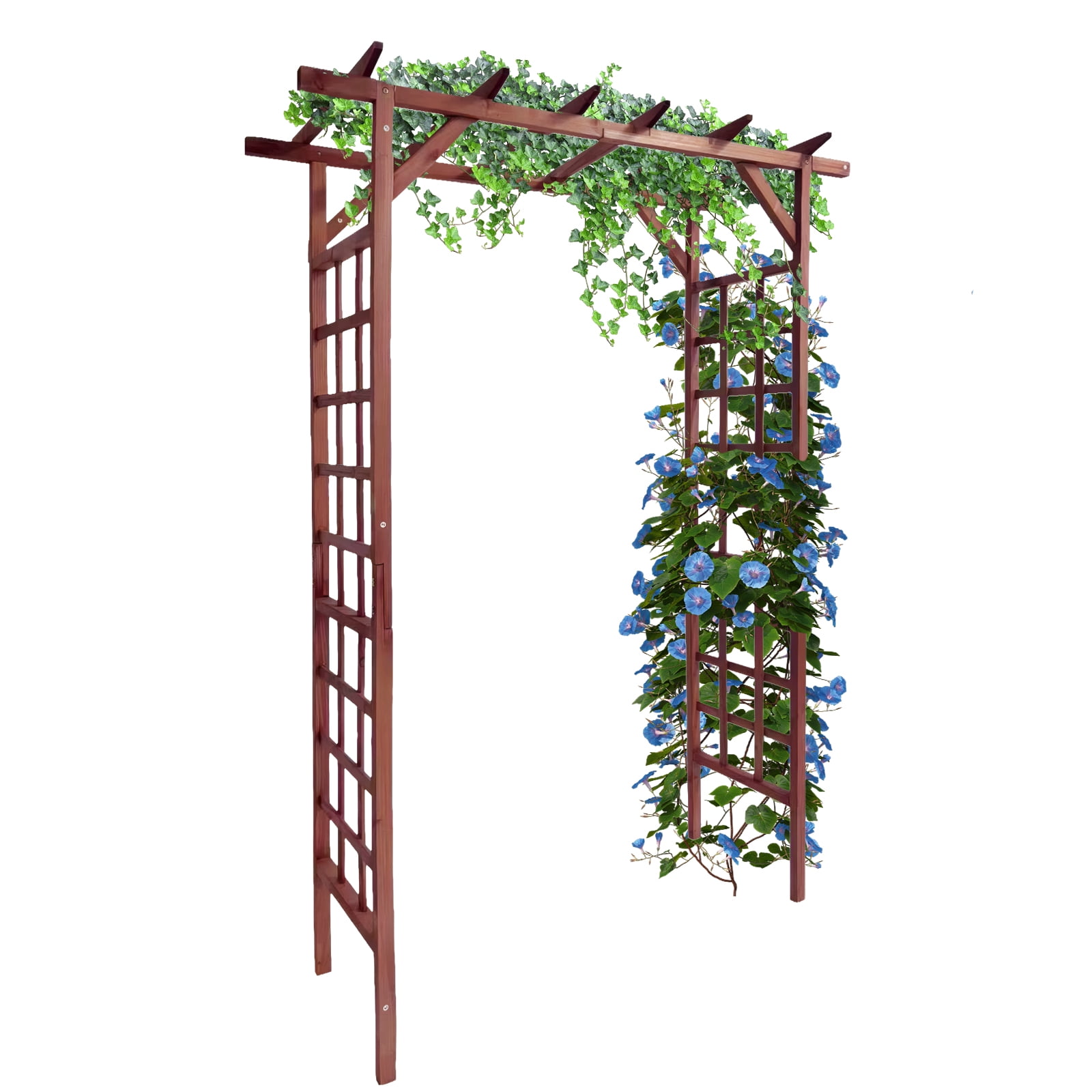 85 Inch Wooden Garden Arbor, Solid Fir Wood Trellis for Climbing Plants ...