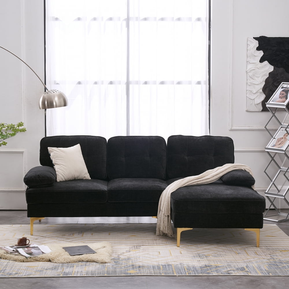 85" L-Shaped Sectional Sofa,Chenille Fabric Modular Sofa,3-Seater ...