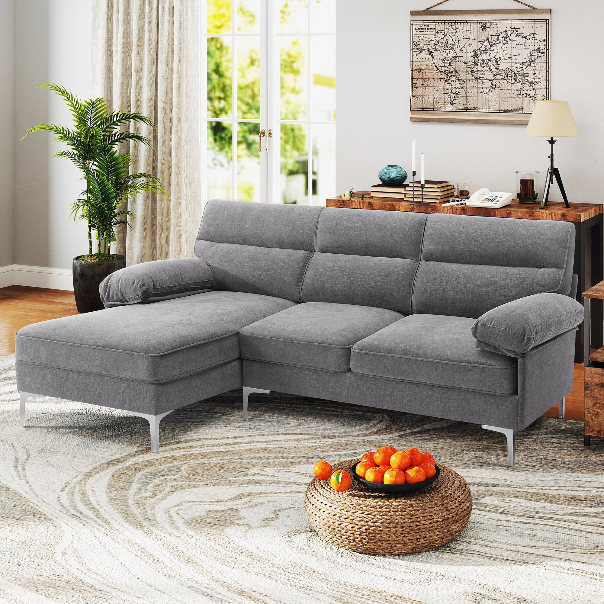 85'' Modern Sectional Sofas Couches for Living Room, Chenille L Shaped Couches with Chaise for ...