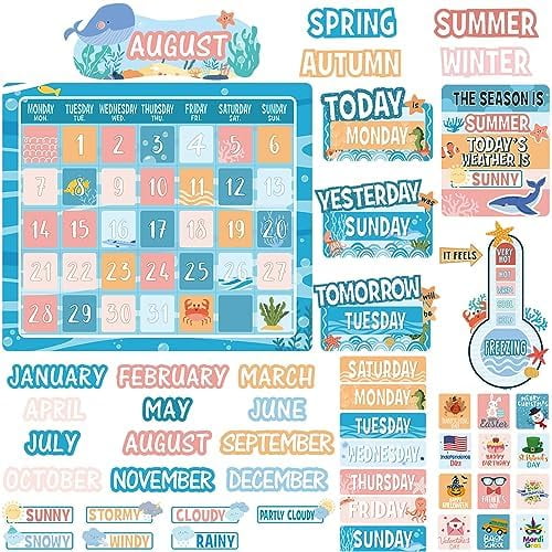 85 Pcs Calendar Bulletin Board Set Classroom Calendar Bulletin Board ...
