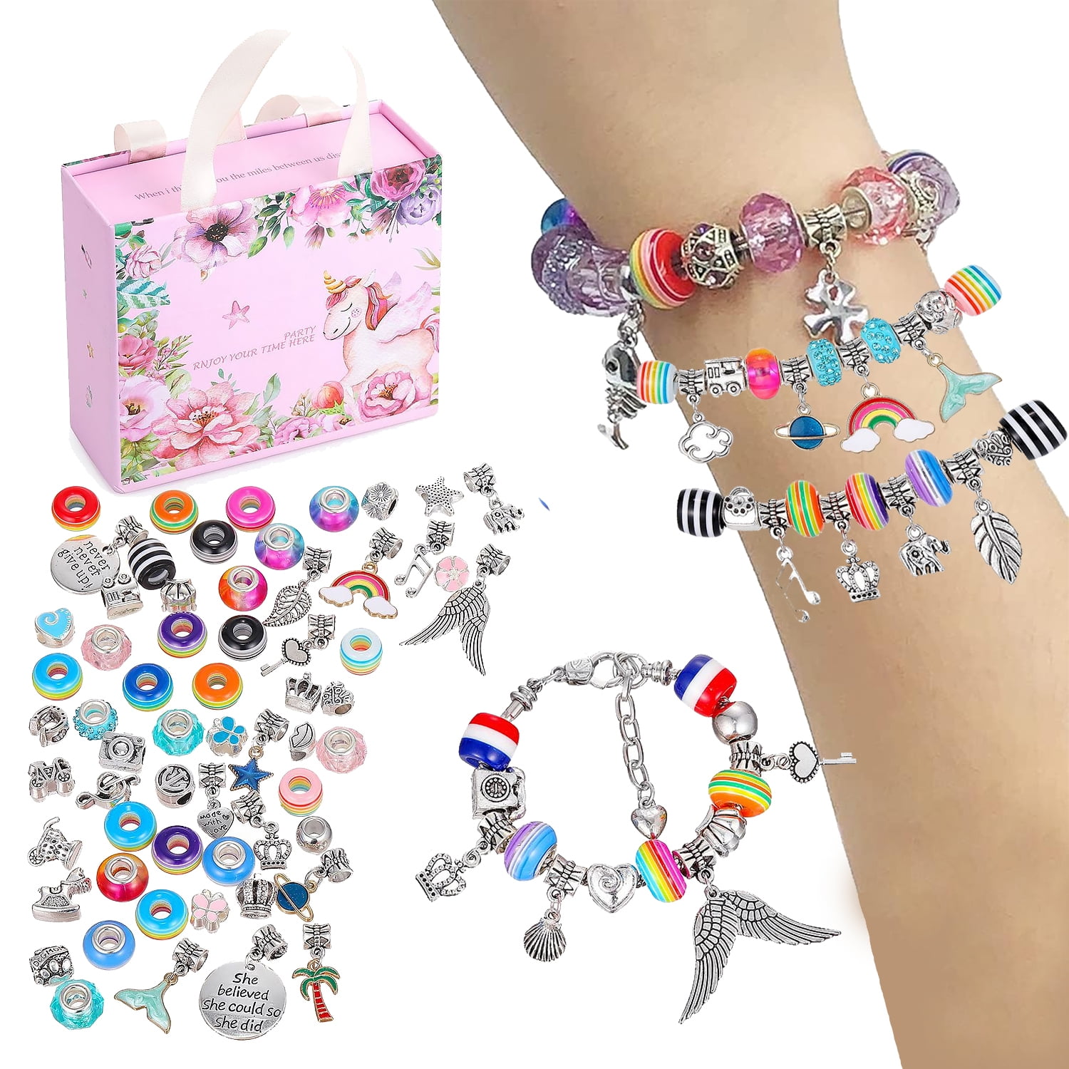 85 Pieces Assorted European Beads with Plating Silver, Metal Alloy ...