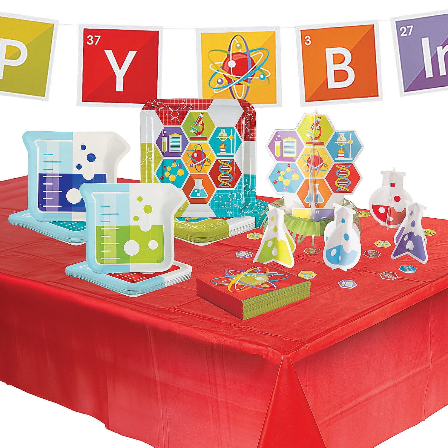 85 Pieces Science Party Disposable Tableware Kit for 24 Guests ...