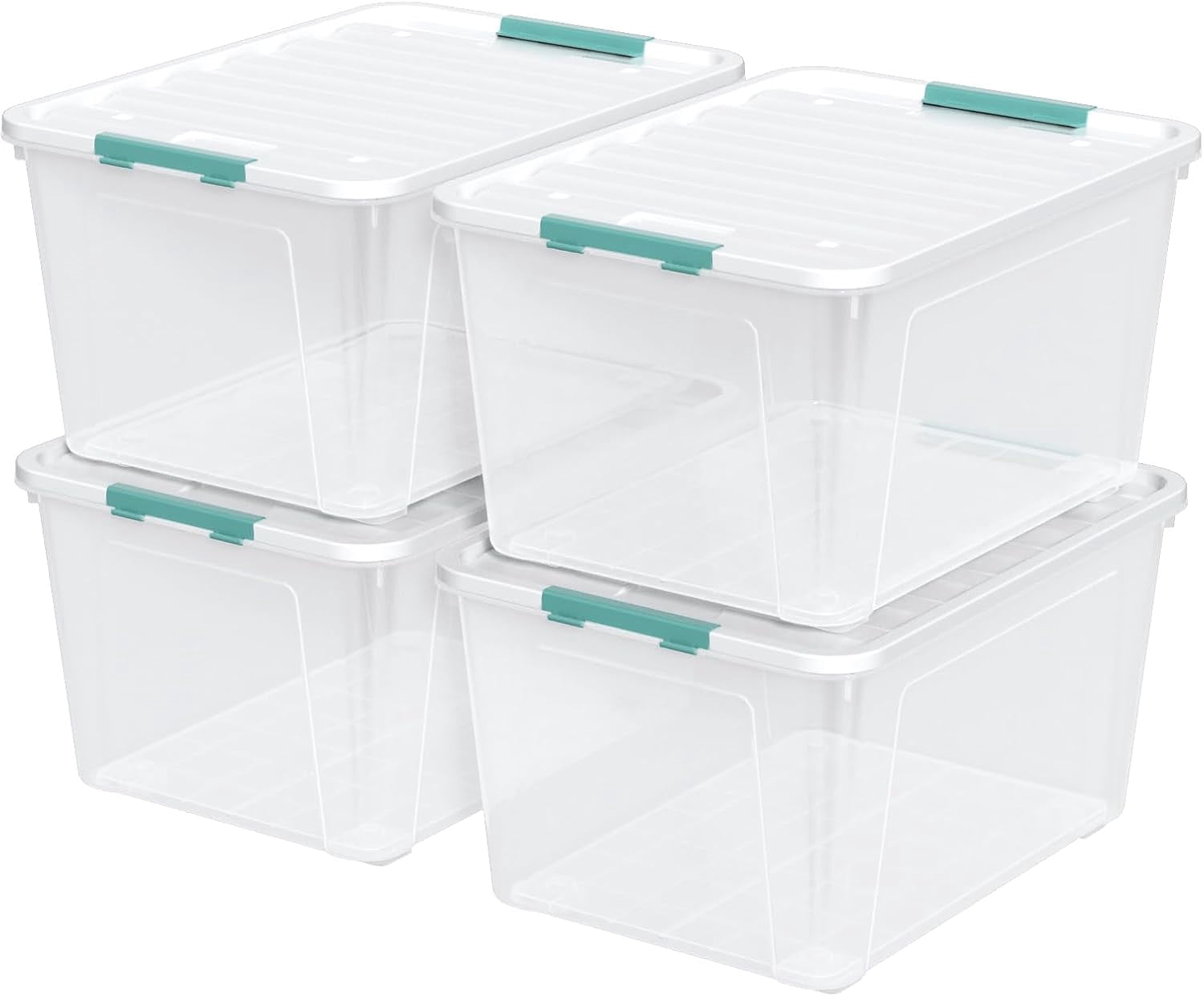 85 Quart (21 Gallon) Clear Large Plastic Storage Latch Box with Lid ...