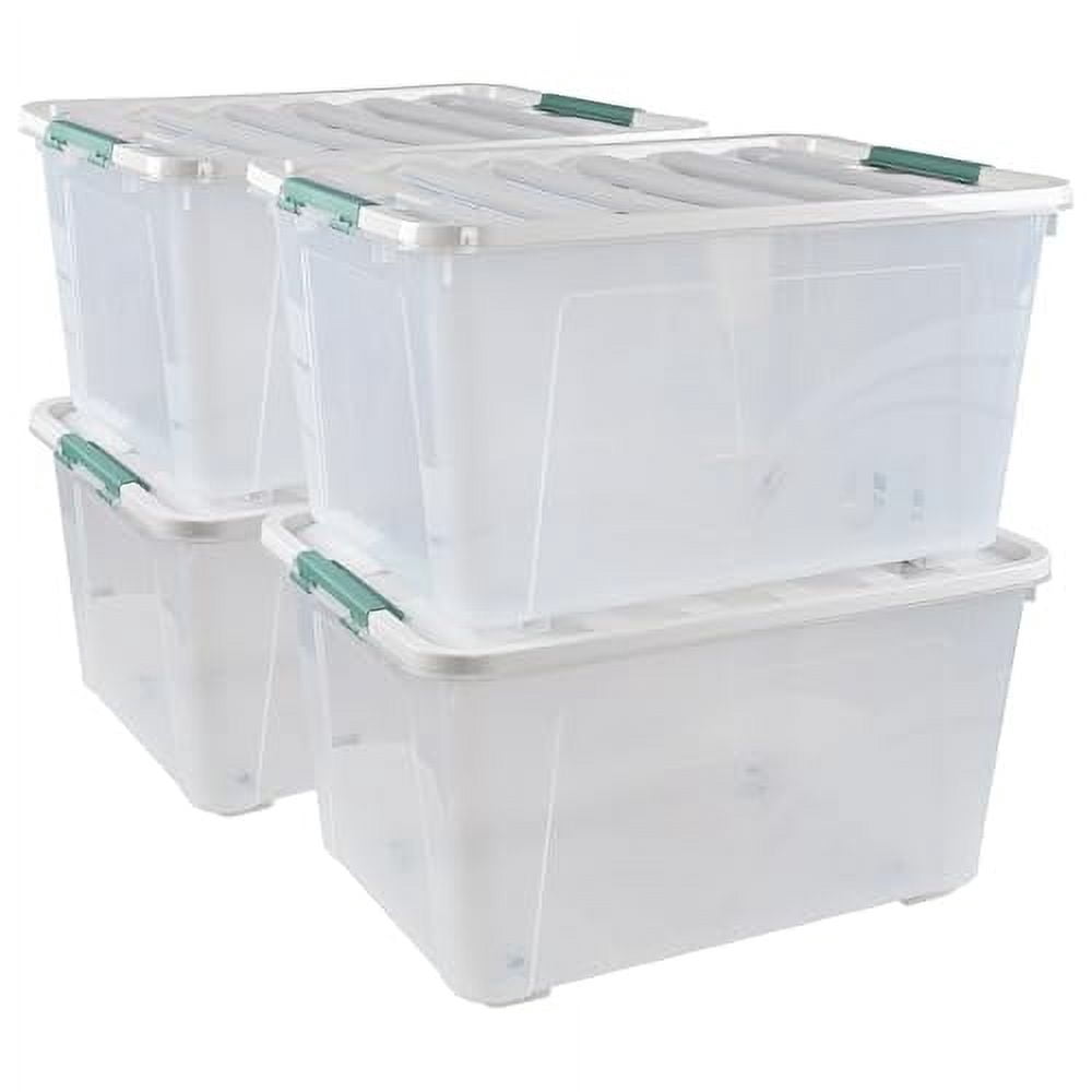 85 Quart Clear Storage Bins with Lids, 4 Pack Large Plastic Boxes with ...