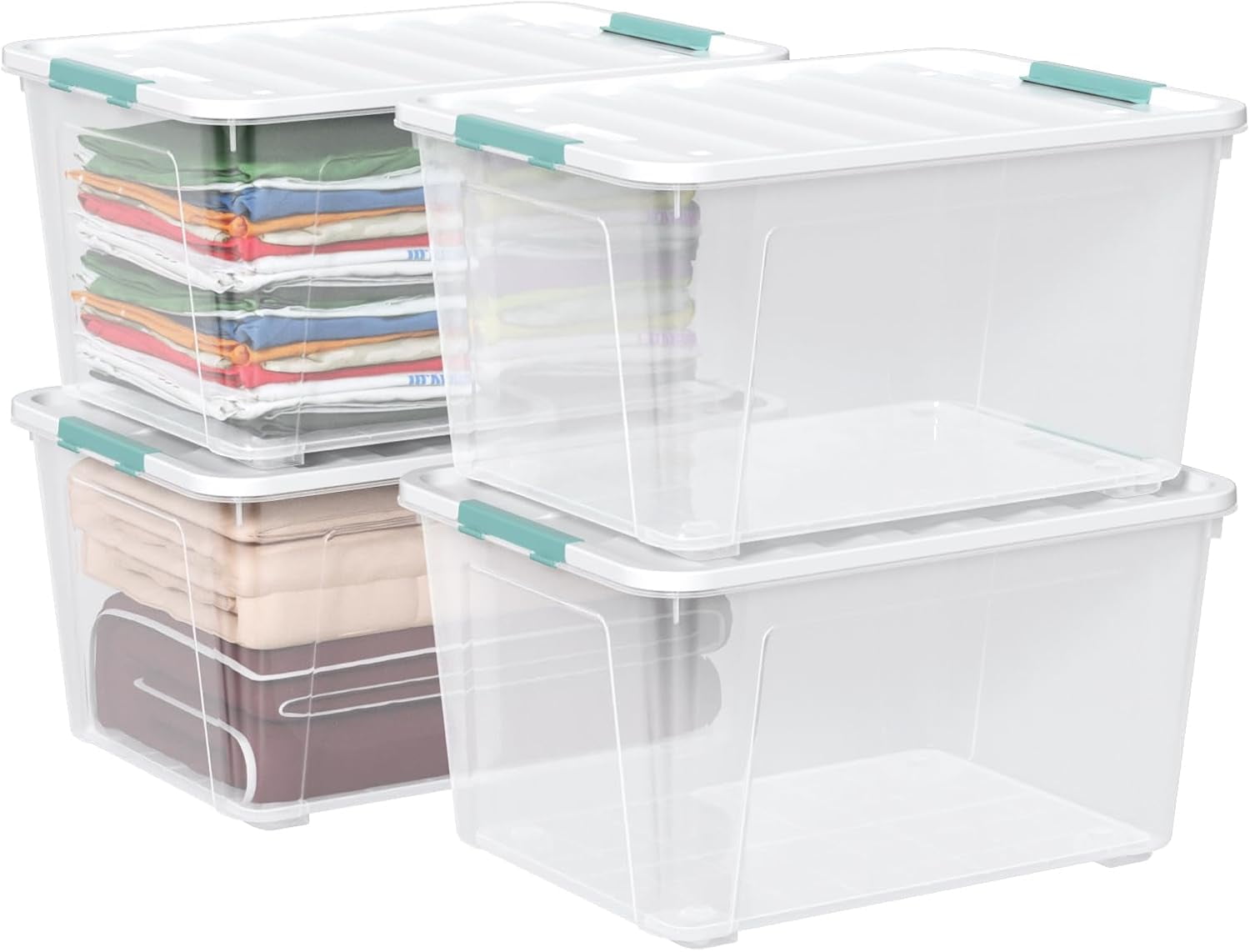 85 Quart Plastic Clear Bins with Lids, Large Plastic Storage Boxes with ...