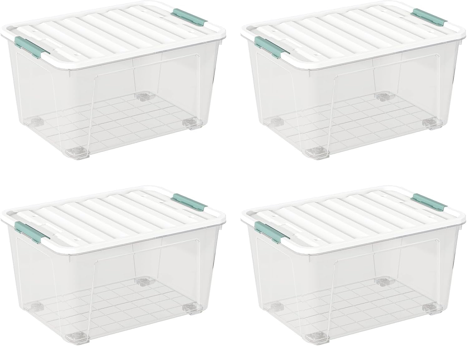85-Quart Wheeled Latching Storage Box, Clear Stackable Organizer Box ...