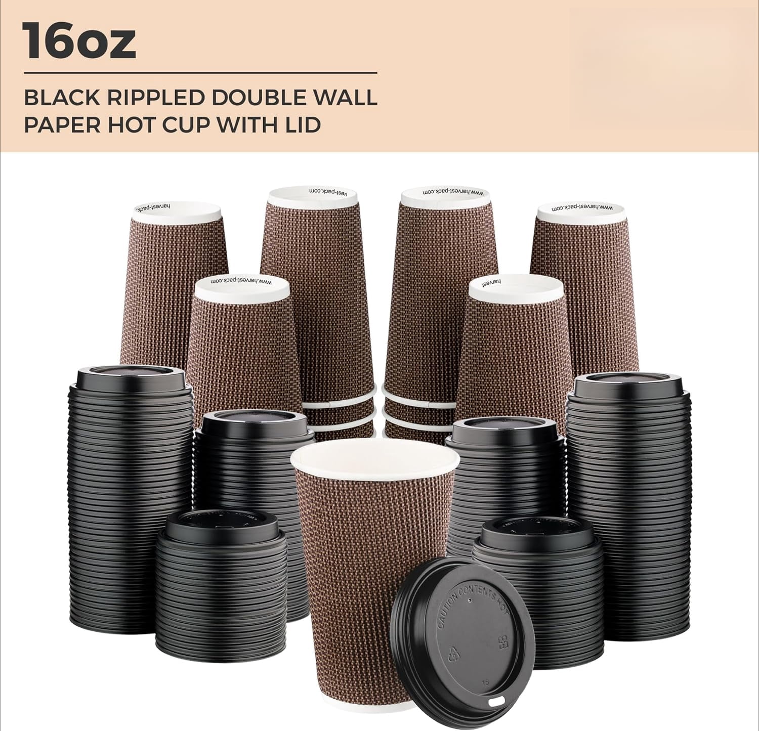 [85 SET]Harvest Pack 16 oz Disposable Coffee Cups, Insulated Ripple ...
