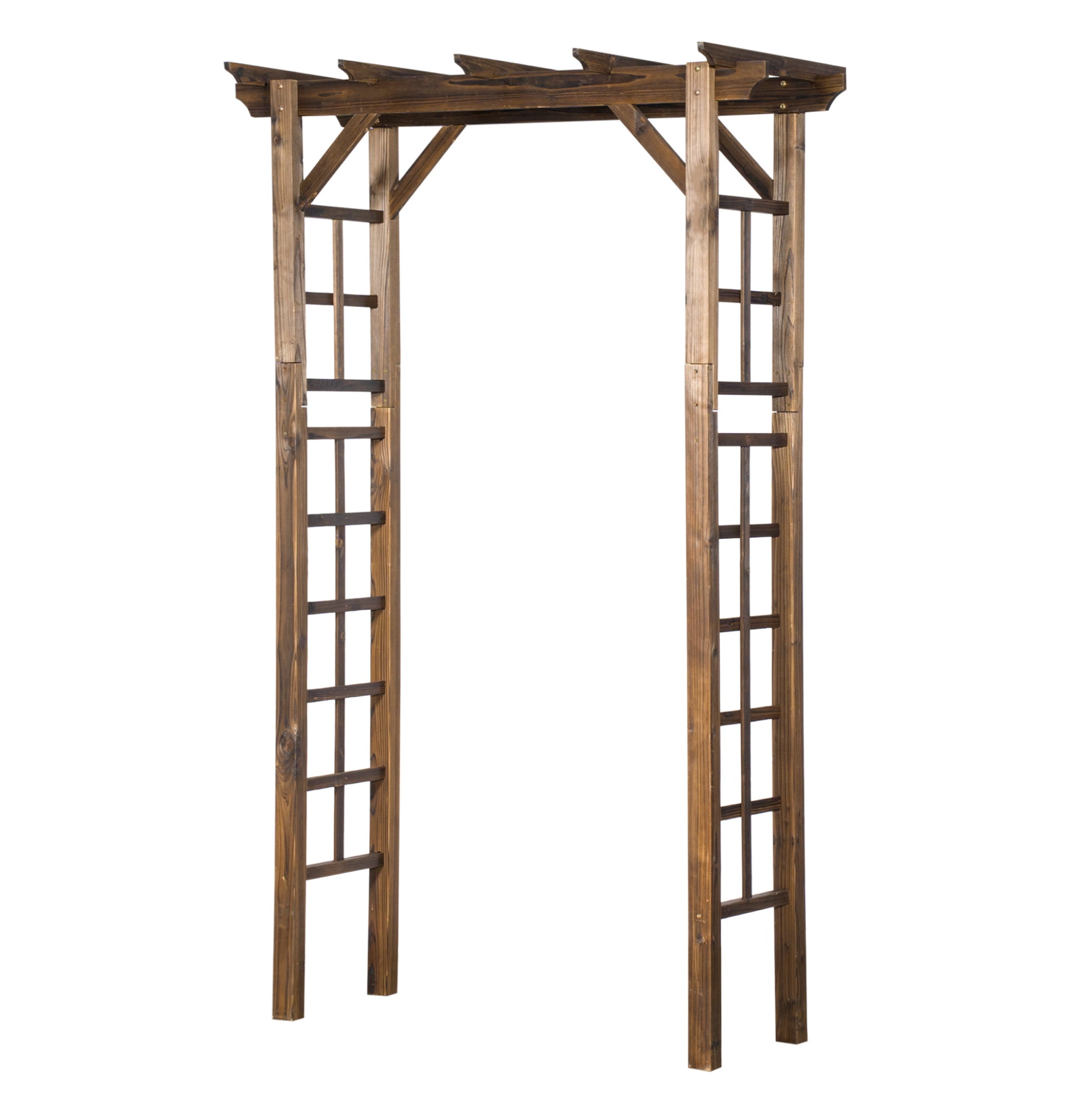 85" Wooden Garden Arbor - Carbonized Fir Wood Arch for Wedding, Vines ...