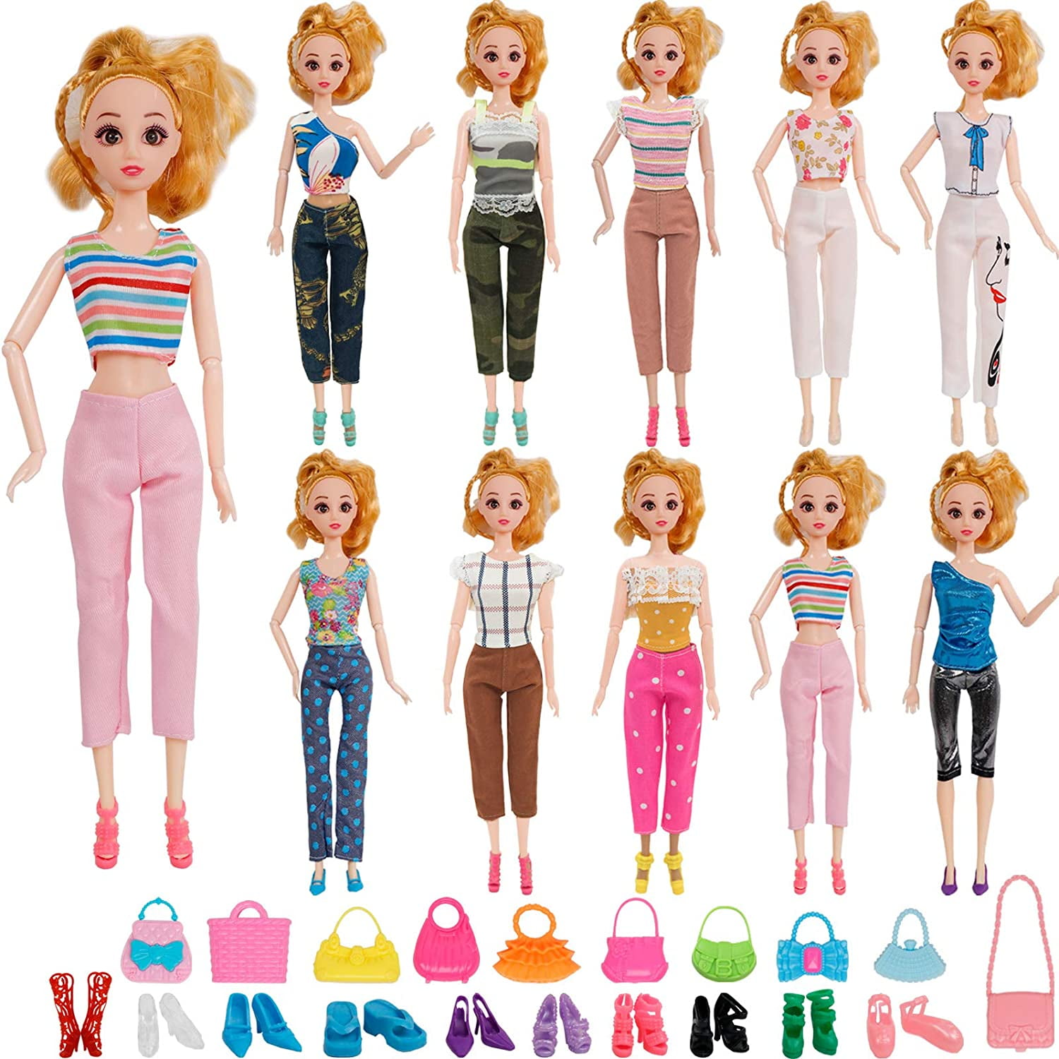 Barbie Doll Fashion Set: 85-Pc, Includes 10 Party Gowns and 75 ...