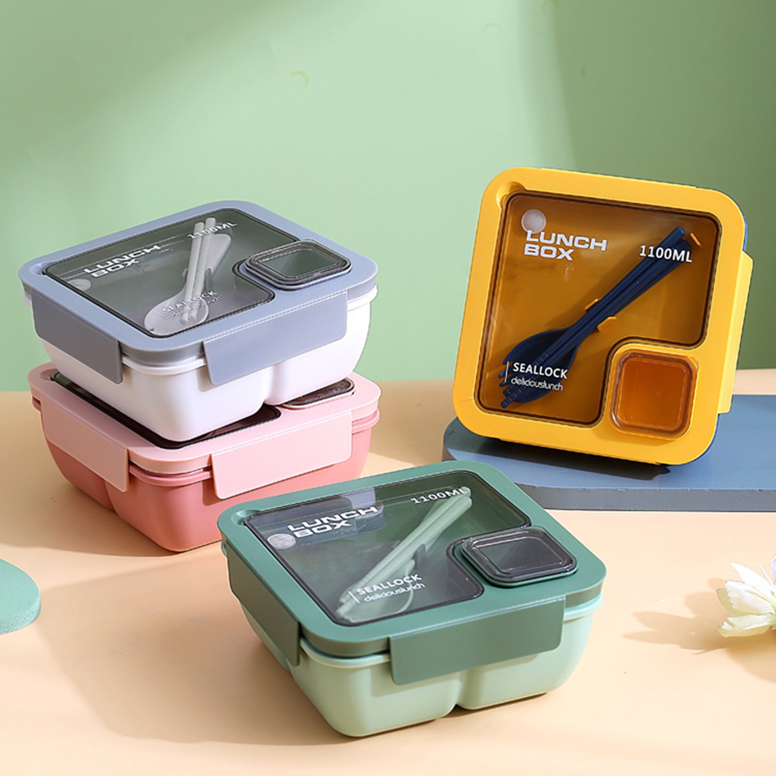 850/1100ML Lunch Box Dust-proof Lid Compartment Design Students ...