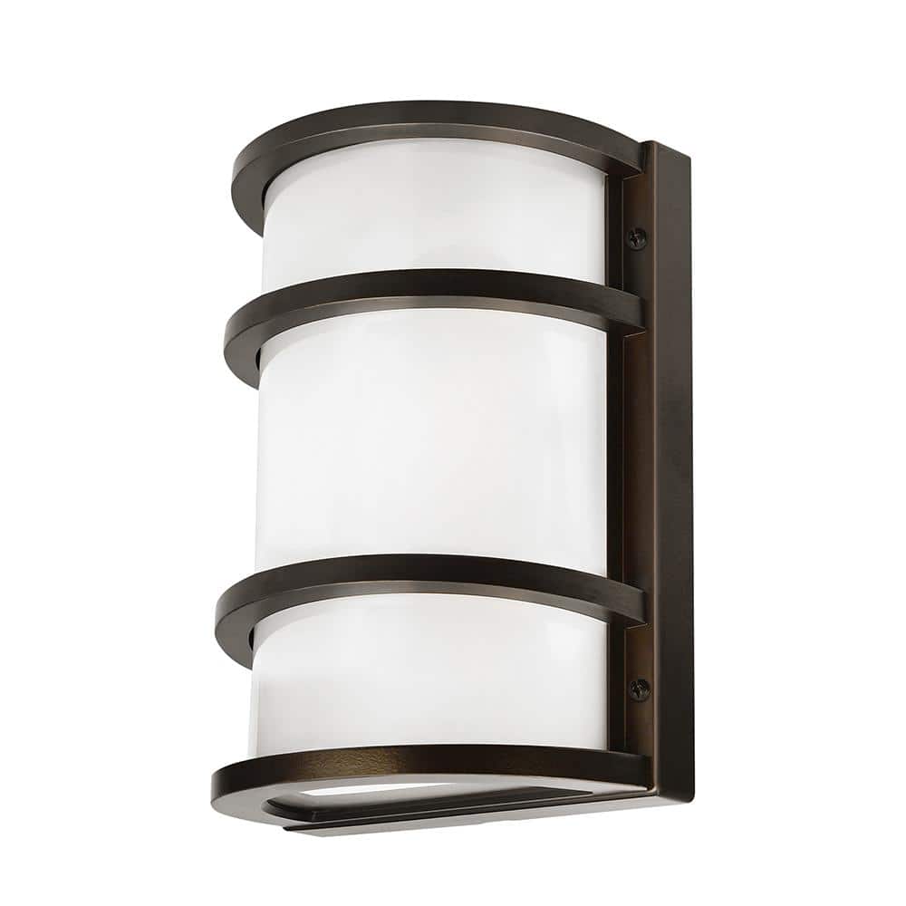 850 Lumens Integrated LED Bronze Dusk to Dawn Half Moon Security Wall ...