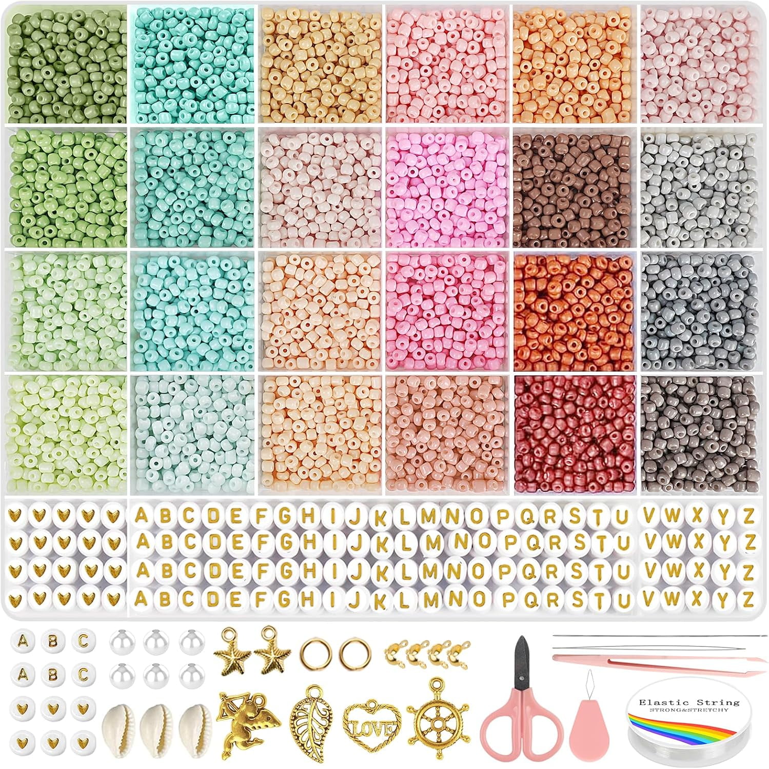 8500pcs 3mm Glass Seed Beads for Bracelet Making Kit, 24 Colors Small ...