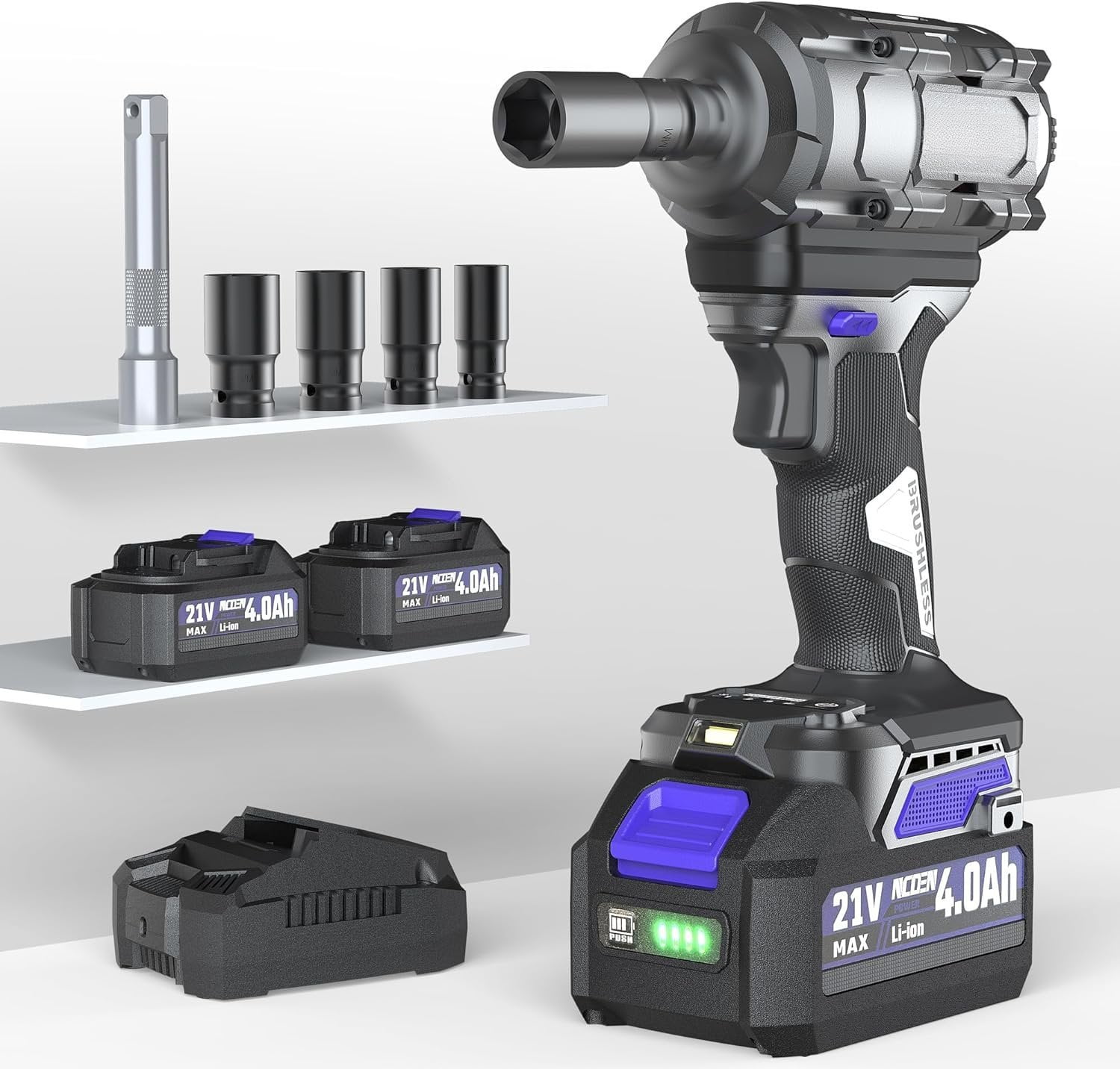 850Nm Cordless Impact Wrench 1/2 Inch Compatible with Makita 18V , High ...