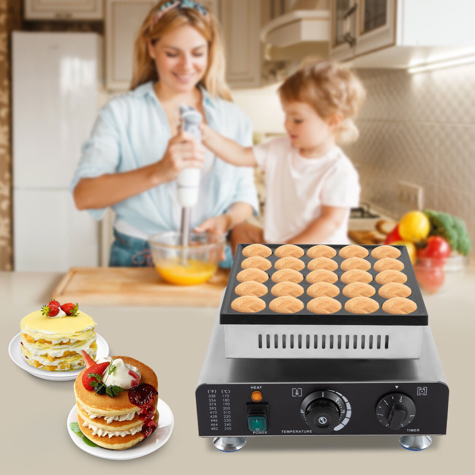 Commercial Pancake Maker 25 Holes Electric Mini Dutch Baker Machine Non ...