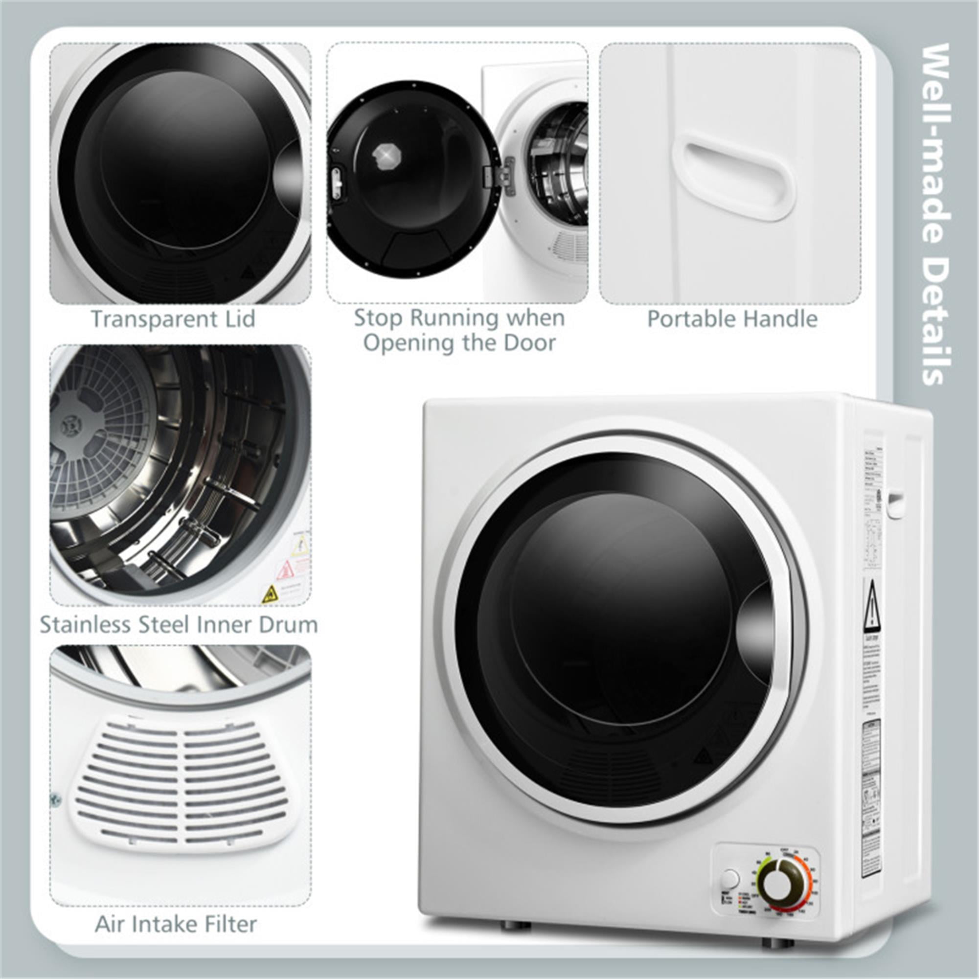850W Compact Portable Clothes Dryer - 10 lbs Wet Capacity, 5.5 lbs Dry ...