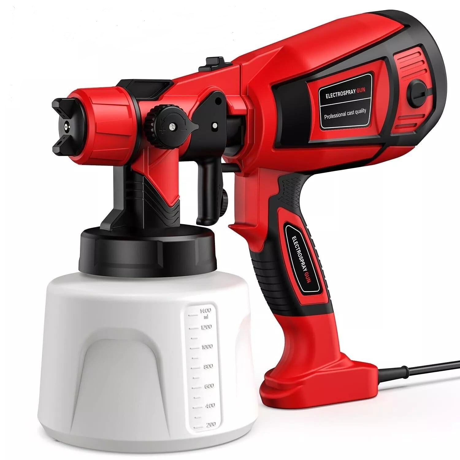 850W Electric Paint Sprayer, 1400ML HVLP Spray Paint Gun, 5 Nozzles, 3 ...