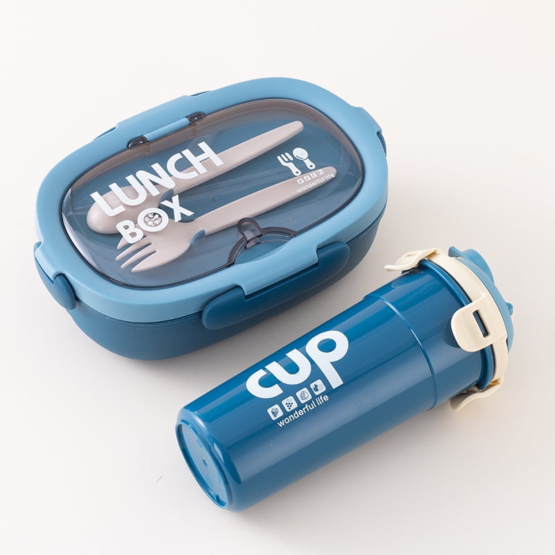 850ml Bento Lunch Box with Water Bottle Spoon Portable Compartment Food ...